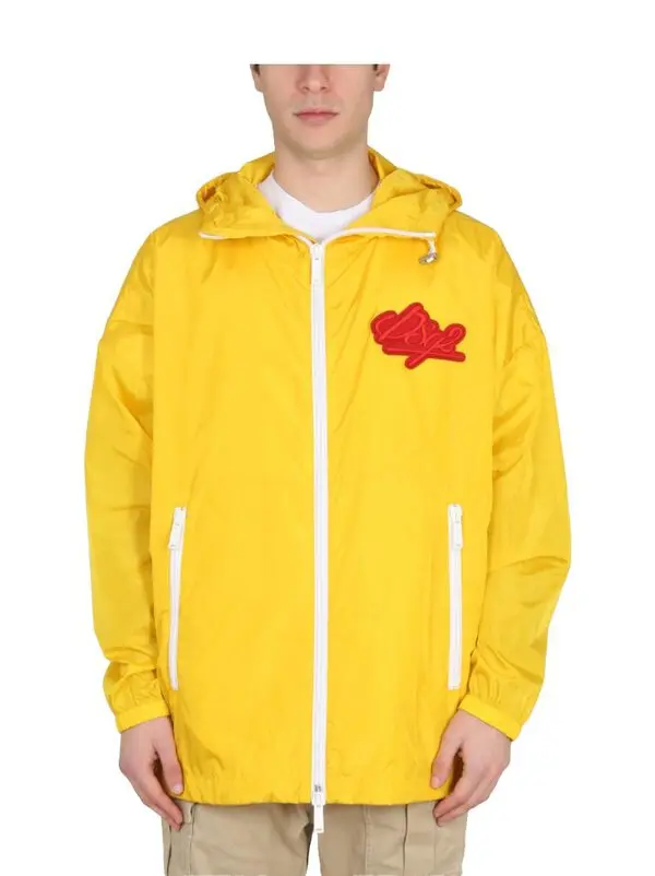 Dsquared2 Zip-up Logo Patch Hooded Jacket - Yellow
