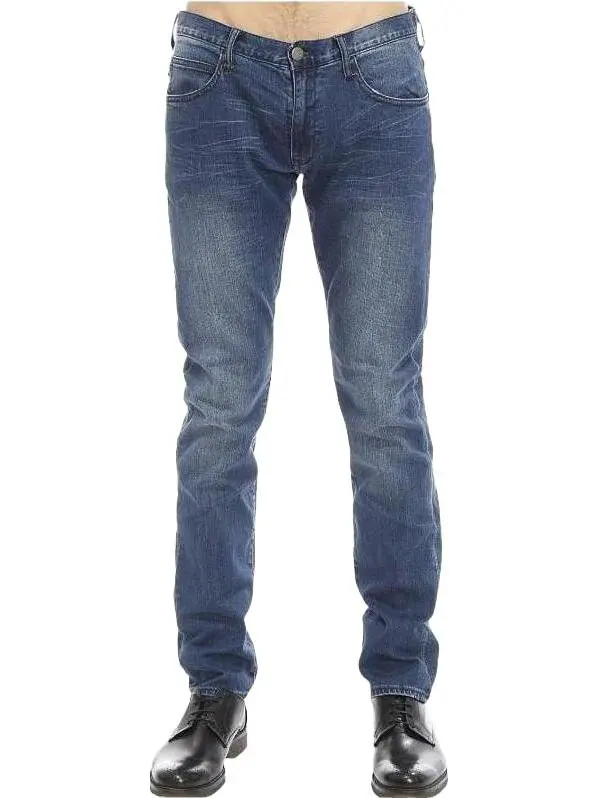 Emporio Armani Logo Detailed Denim Jeans - Blue