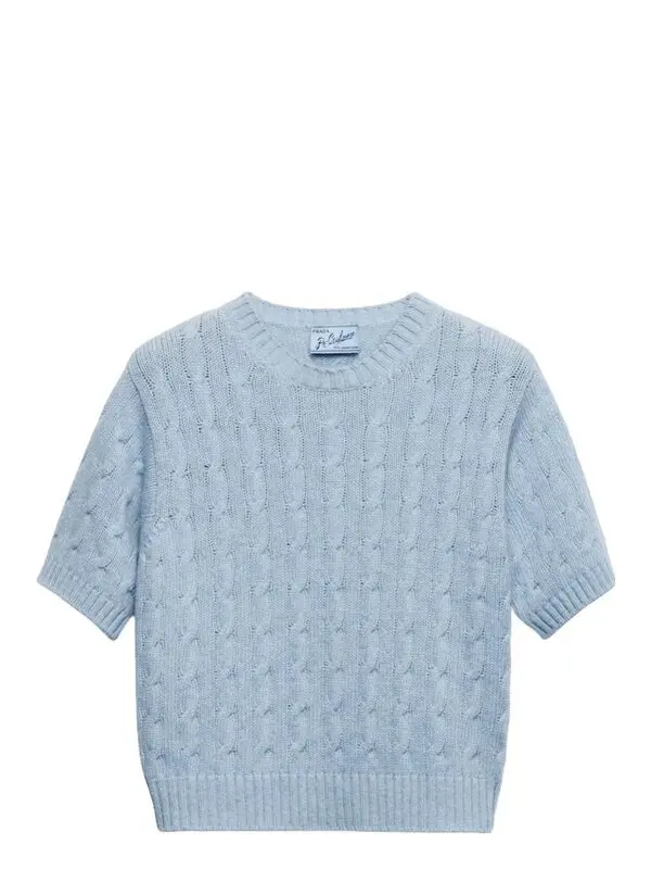 Prada Short Sleeve Twisted Knit Sweater - Light Blue