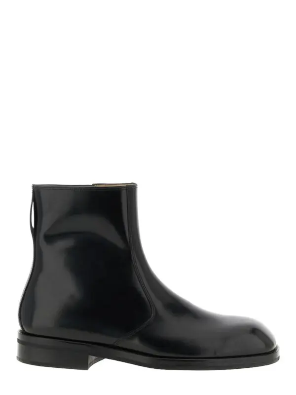 LEMAIRE Square Toe Zip Up Ankle Boots - Black