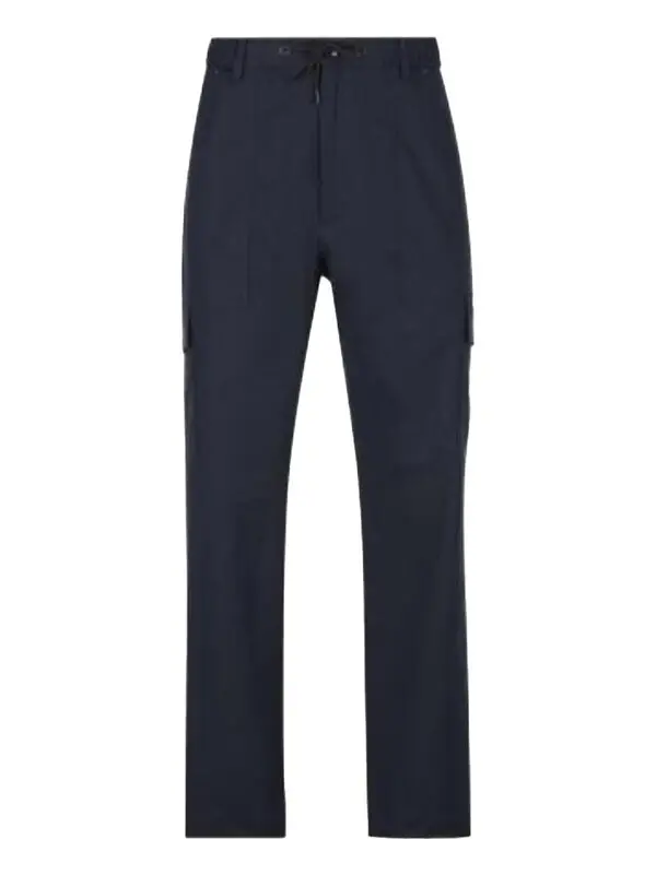 Moncler Gabardine Jogging Trousers With Drawstring And Belt Loops - Blue