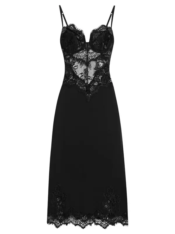 Dolce & Gabbana Floral Lace Midi Dress - Black