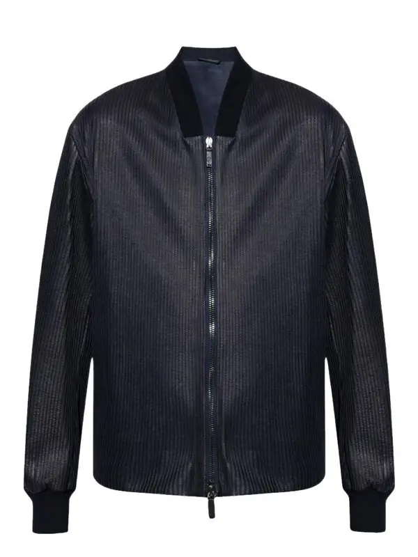 Giorgio Armani Zip Ribbed Jacket - Black