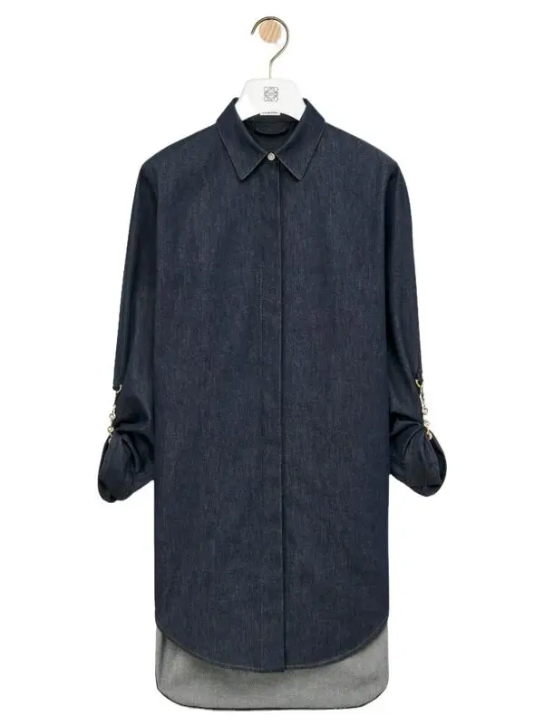 Loewe Chain-detailed Denim Shirt Dress - Black