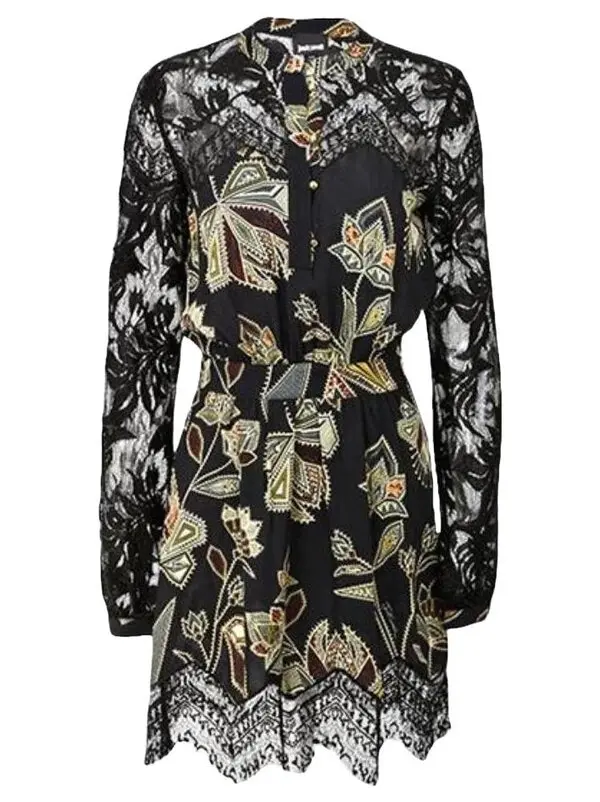 Just Cavalli Lace Long-sleeve Dress - Black