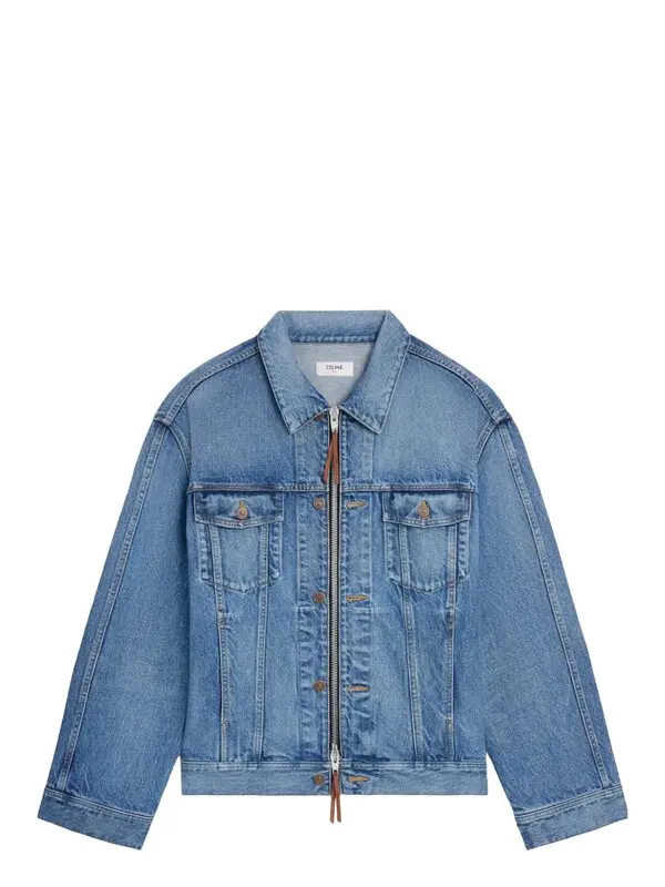 Celine Trucker Jacket In Cotton Denim - Blue