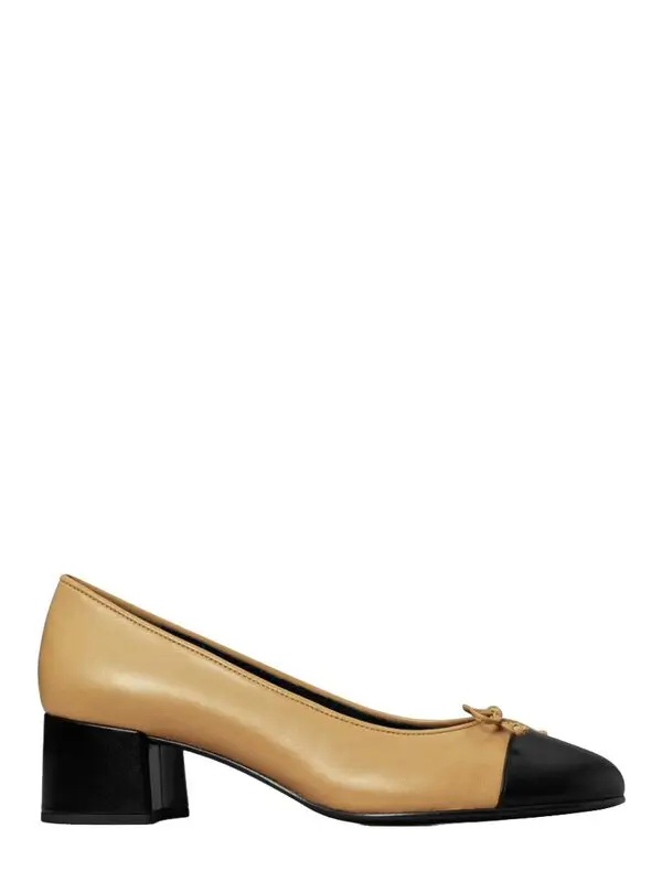 Tory Burch Cap Toe Block Heel Pumps - Nude
