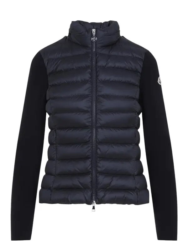 Moncler Logo Patch Padded Zip-up Cardigan - Midnight Blue