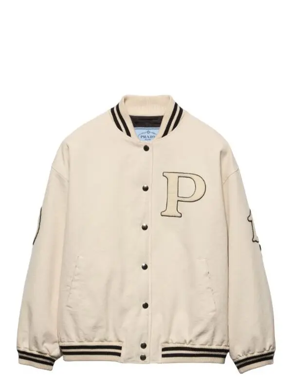 Prada Button-up Bomber Jacket With Embroidered Detailing - Ivory