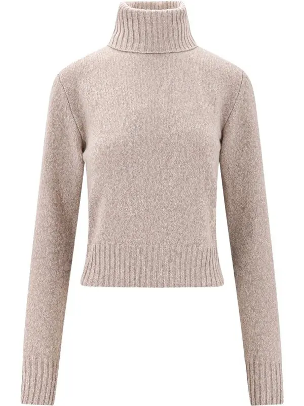 Ami High-neck Knitted Jumper - Nude