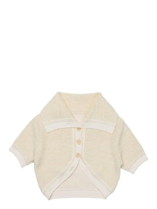 Jacquemus Cropped Chenille Knit Cardigan - Nude