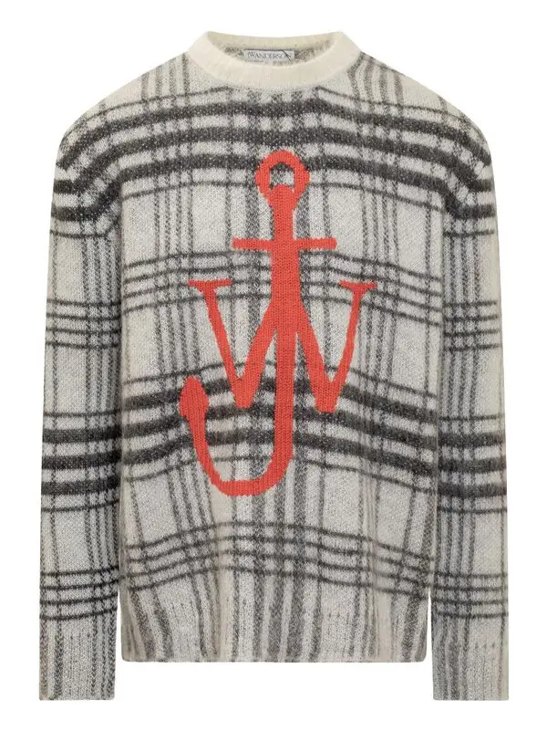 J.W.ANDERSON Jw Anderson Logo Intarsia-knit Checked Jumper - Red