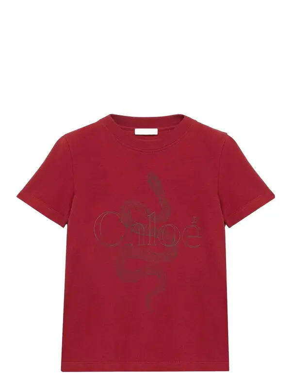Chloé Snake Printed Crewneck T-shirt - Tulip Red