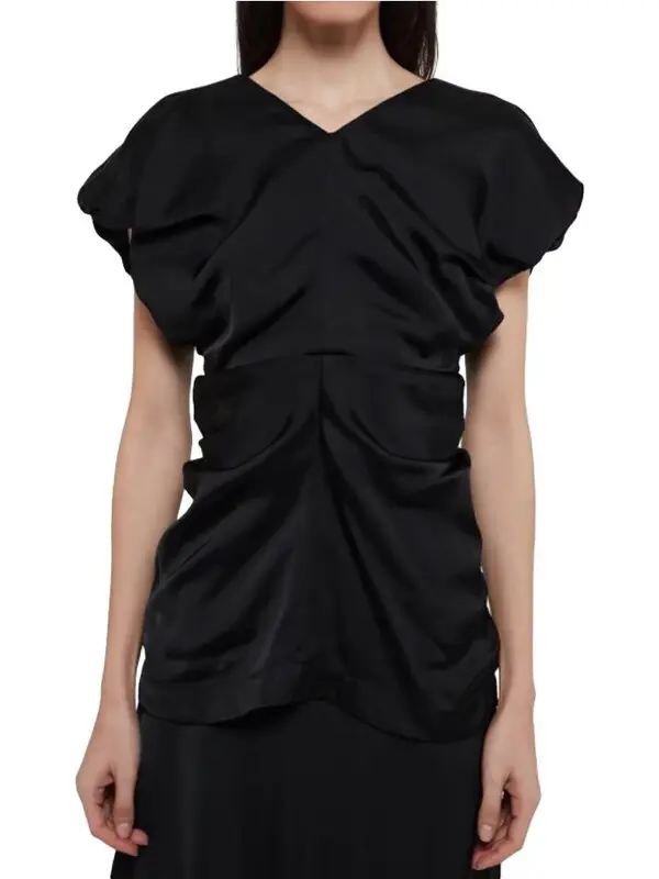 JIL SANDER V-neck Short-sleeved Blouse - Black