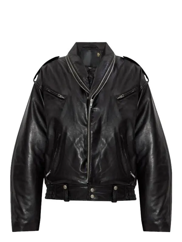 R13 Zip-collar Motorcycle Jacket - Black