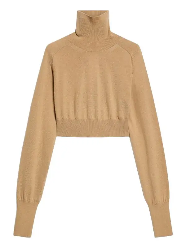 Sportmax High Neck Long Sleeve Jumper - Camel