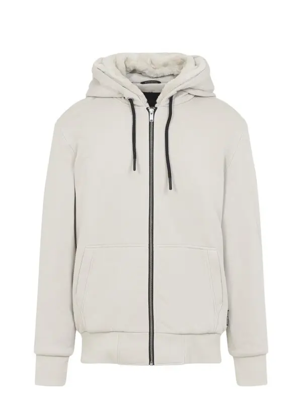 Moose Knuckles Logo Plaque Drawstring Zipped Hoodie - White