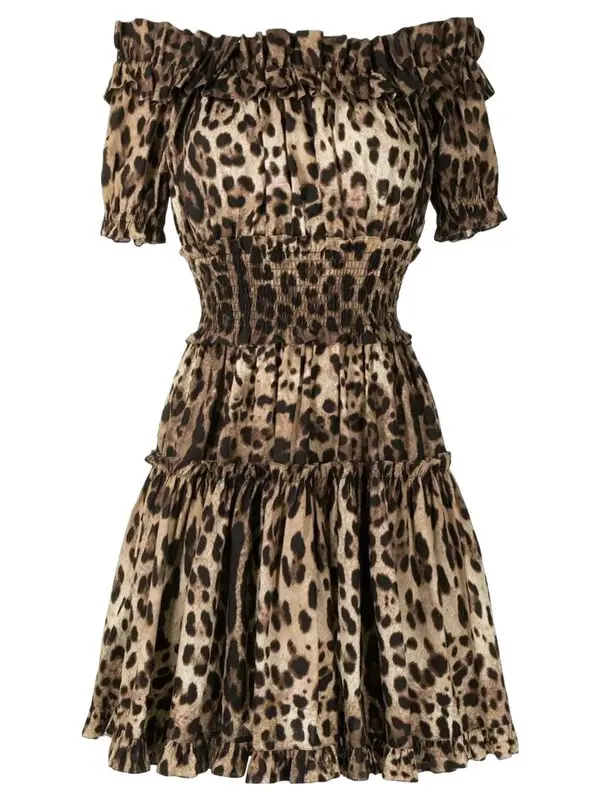 Dolce & Gabbana Leopard-print Off-shoulder Dress - No