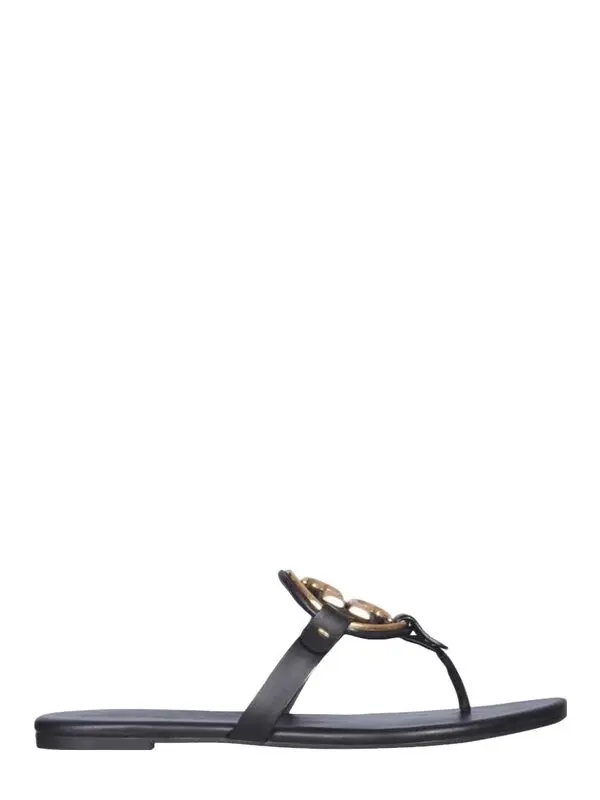 Tory Burch Miller Logo Plaque Thong Sandals - Black