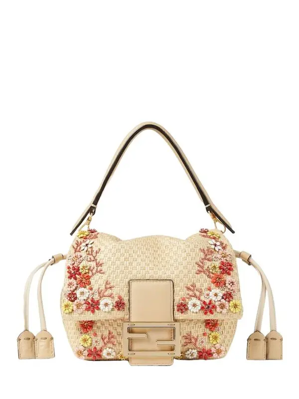 Fendi Woven Mini-bag With Sea Garden Flowers Embroidery - Multi-color