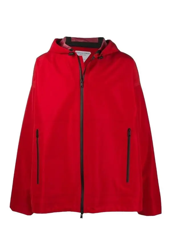 Bottega Veneta Hooded Windbreaker Jacket - Red