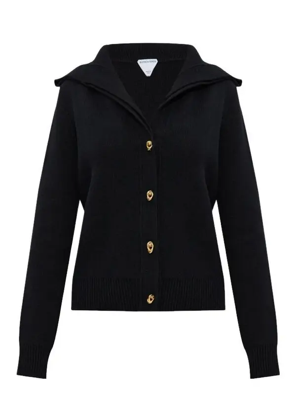 Bottega Veneta Knotted Button Detailed Knitted Cardigan - Black