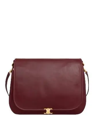 Celine Soft Triomphe Besace In Supple Shiny Lambskin - Syrah