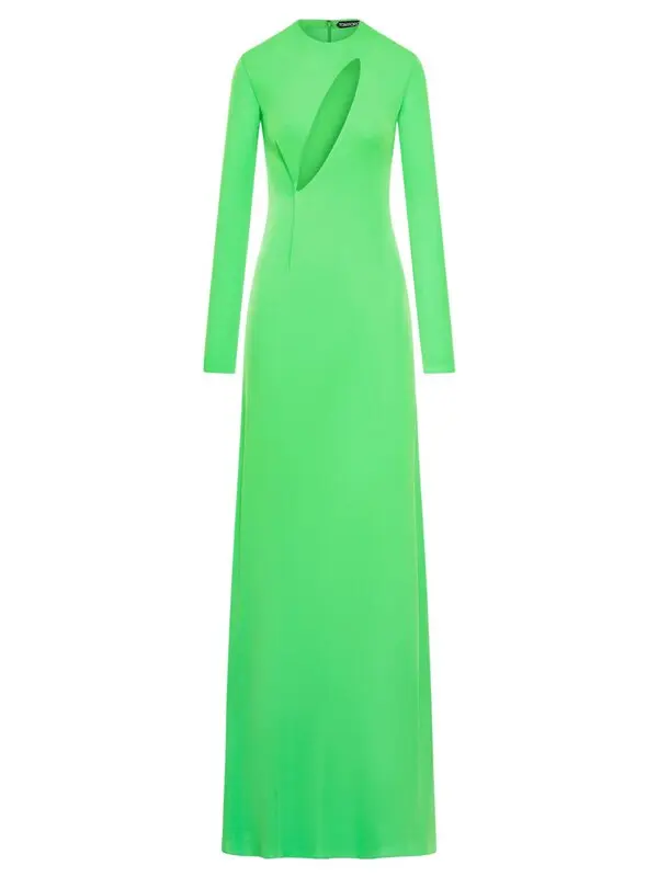 TOM FORD Cut-out Long-sleeve Maxi Dress - Green