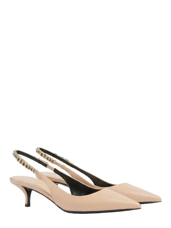 Gucci Signoria Logo Plaque Slingback Pumps - Light Pink
