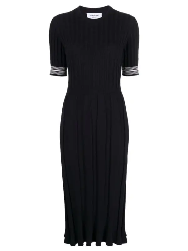 Thom Browne Cable-knit Cotton Midi Dress - Navy Blue