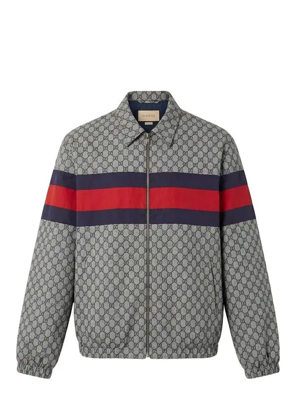 Gucci Gg Printed Zip-up Jacket - Gray
