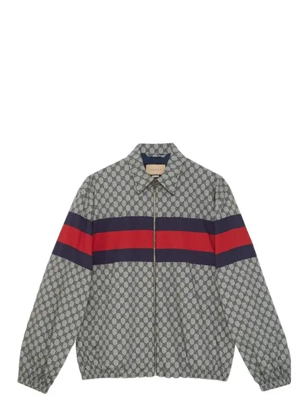 Gucci Gg Printed Zip-up Jacket - Gray