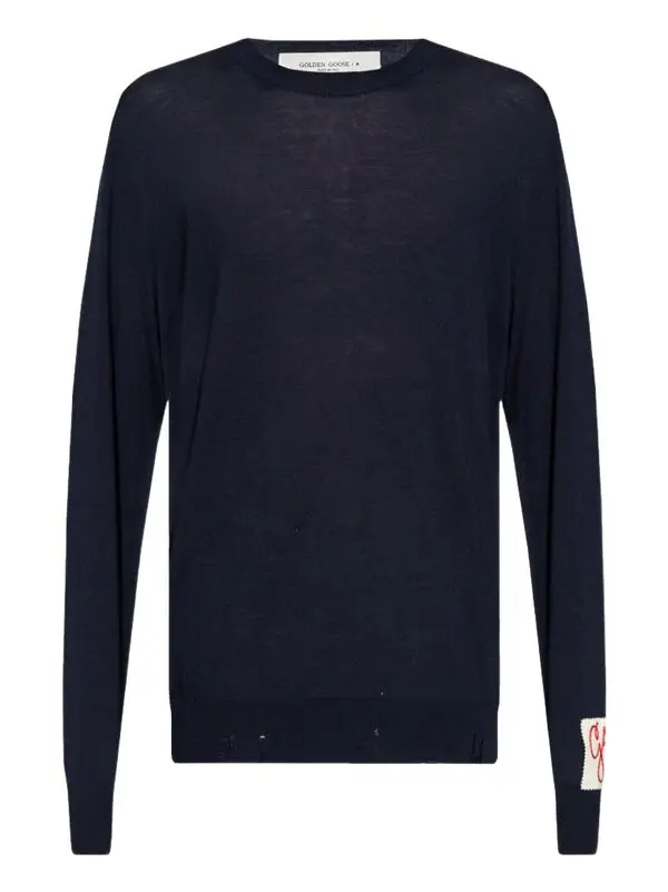 GOLDEN GOOSE Long-sleeved Crewneck Jumper With Logo Patch - Black