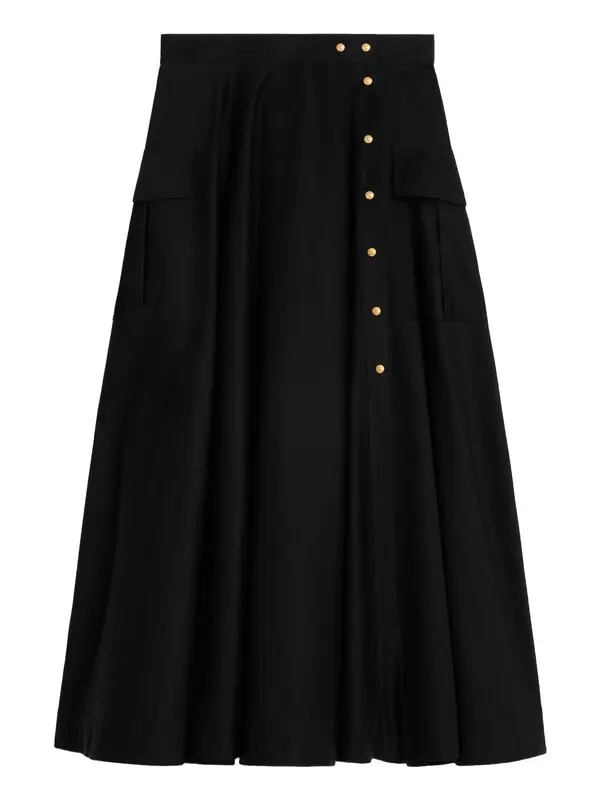 Celine Pleated Skirt In Cotton Twill - Black