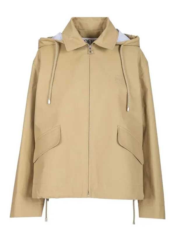 Loewe Long Sleeve Hooded Jacket - Beige