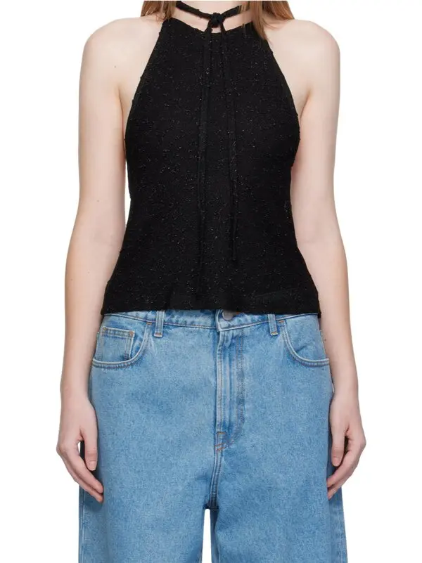 Christopher Esber Halterneck Mesh Top With Metal Thread Detailing - Blue