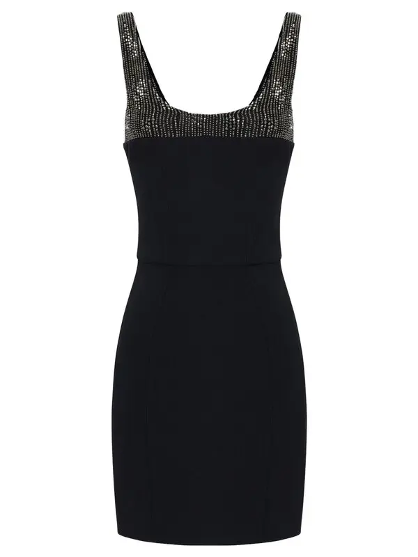 Elisabetta Franchi Embellished Sleeveless Mini Dress - Black