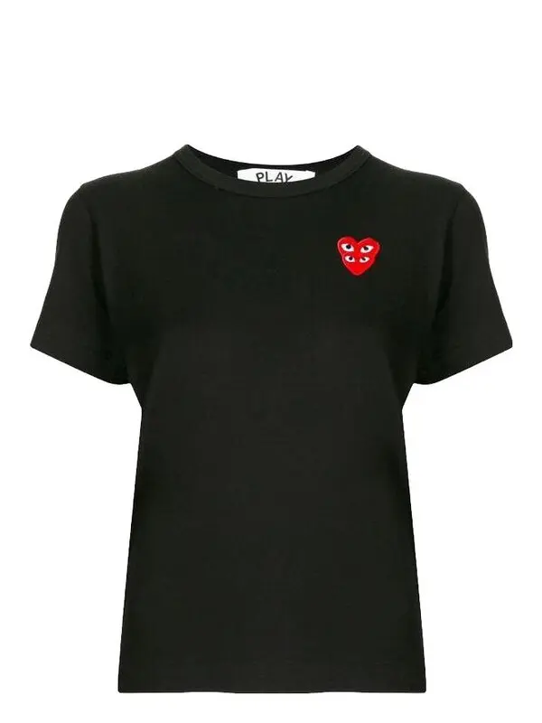 Play Comme Des Garcon Logo Heart Print T-shirt - Black