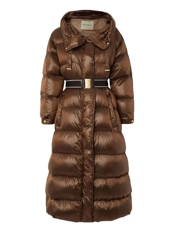 Max Mara Quilted Long Down Coat With Belt - No