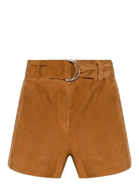STAND STUDIO Suede Belted Shorts - Brown