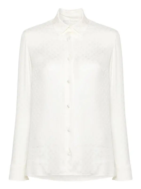 Palm Angels Monogram Jacquard Buttoned Shirt - White