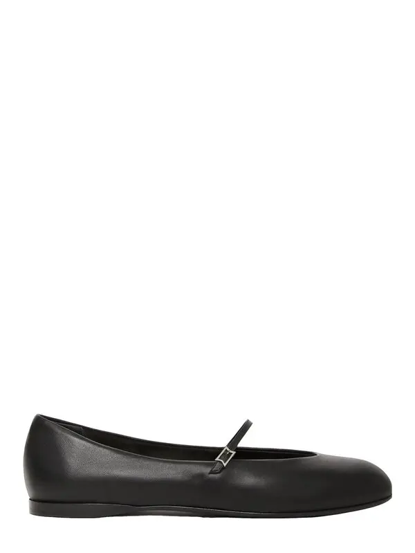 Max Mara Nappa Leather Ballerinas With Adjustable Ankle Strap - Black
