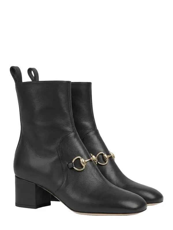 Gucci Horsebit Zip Ankle Boots - Black