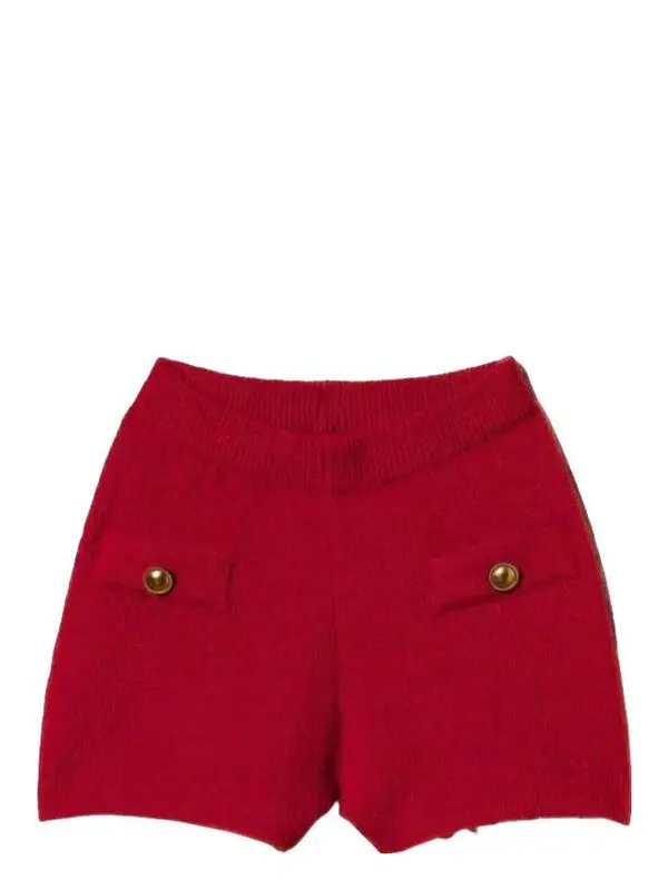 TWINSET Button Detail Knit Shorts - Red