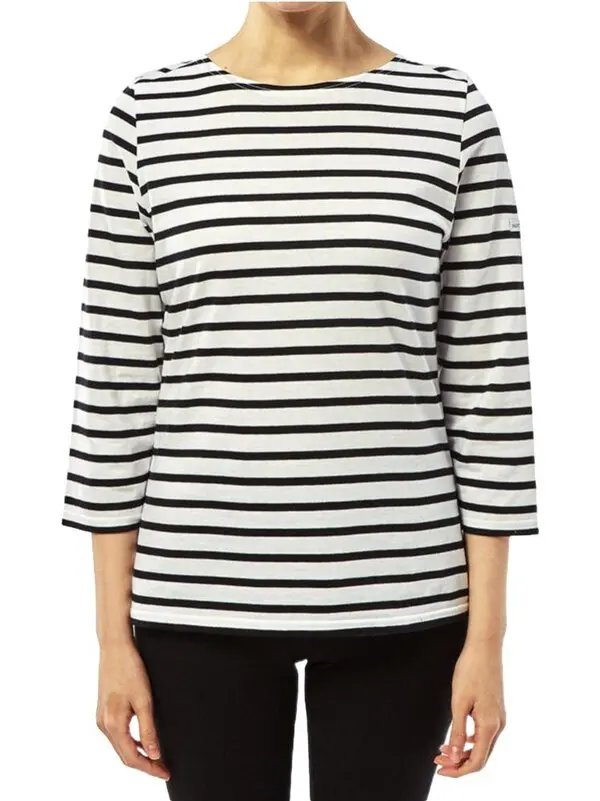 Saint James Striped Boatneck T-shirt - White