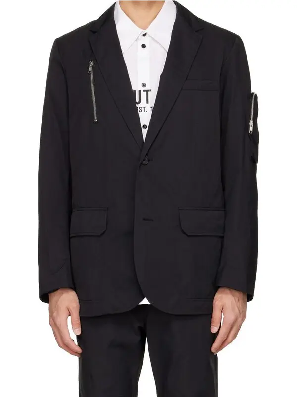 Helmut Lang Single-breasted Blazer With Zip Detail - Black