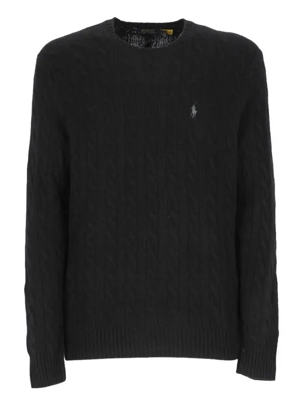 Polo Ralph Lauren Embroidered Cable-knit Jumper - Black