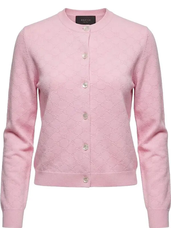 Gucci Gg Fine Jacquard Cardigan - Light Pink