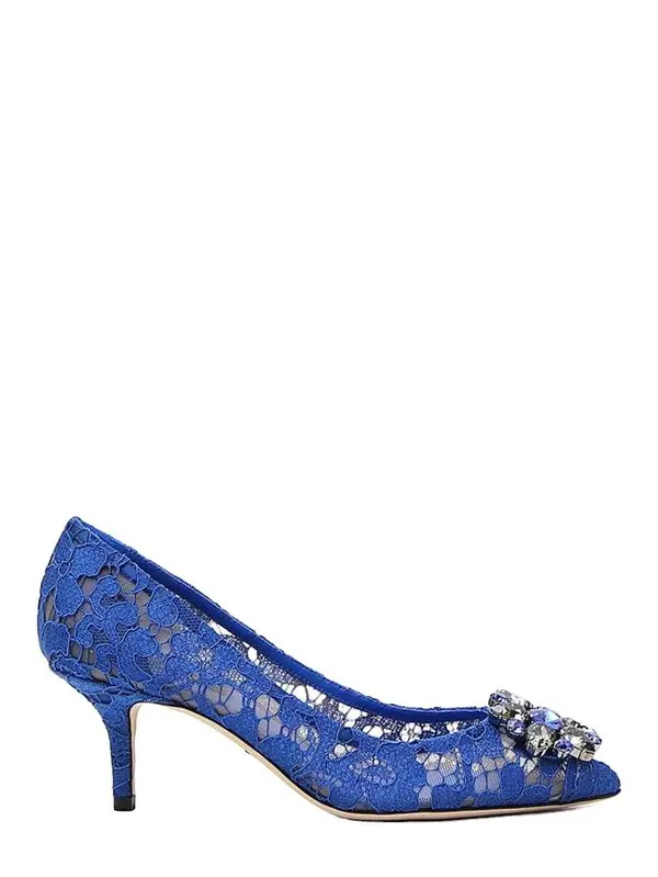 Dolce & Gabbana Taormina Lace Pumps With Embellished Brooch - Blue