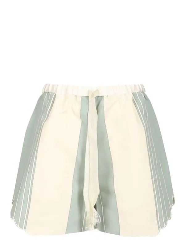 FORTE_FORTE Wide-leg Striped Shorts - White